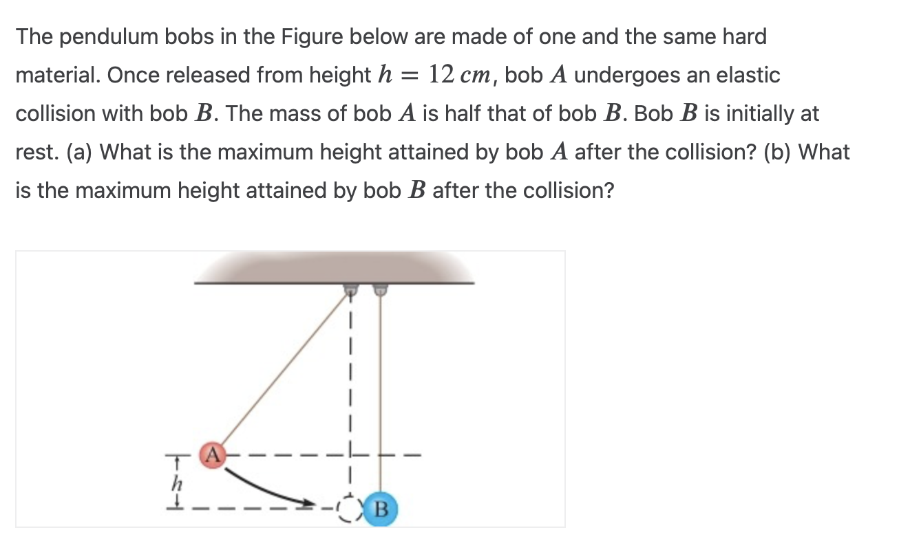 Solved The pendulum bobs in the Figure below are made of one | Chegg.com