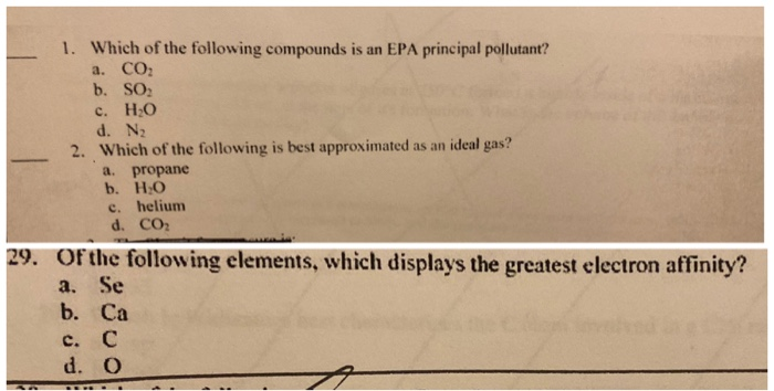 Solved 1. Which of the following compounds is an EPA | Chegg.com