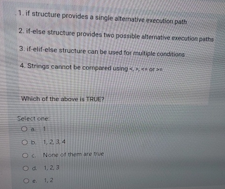 Solved if structure provides a single alternative execution | Chegg.com