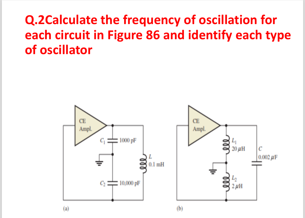 Solved Q.2Calculate the frequency of oscillation for each | Chegg.com
