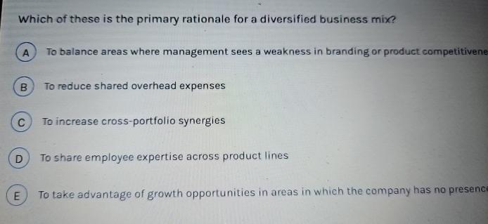 Solved Which of these is the primary rationale for a | Chegg.com