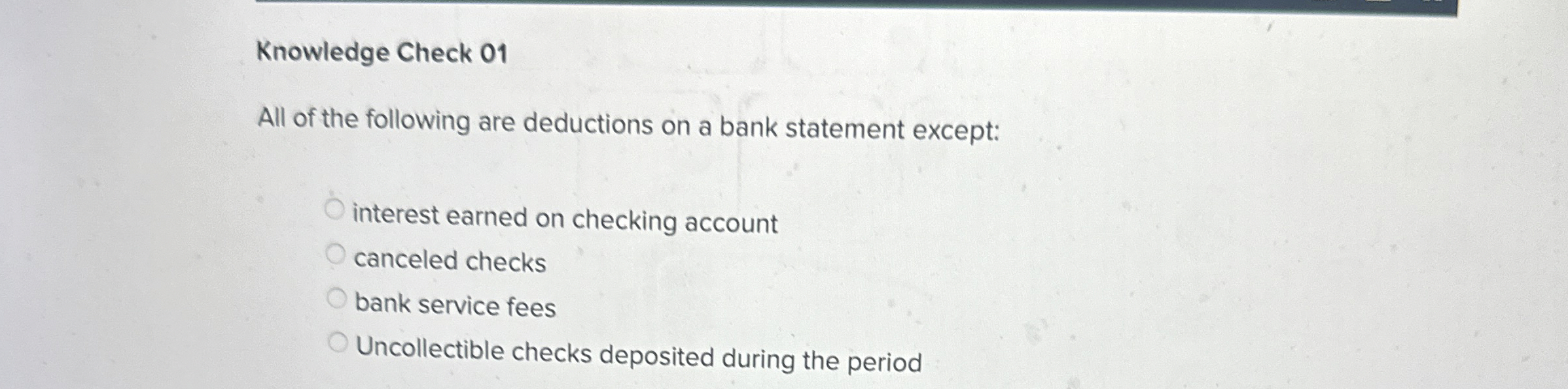 Solved Knowledge Check 01All of the following are deductions | Chegg.com