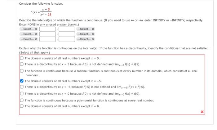 Solved Consider the following function. f(x)=x2−25x−5 | Chegg.com
