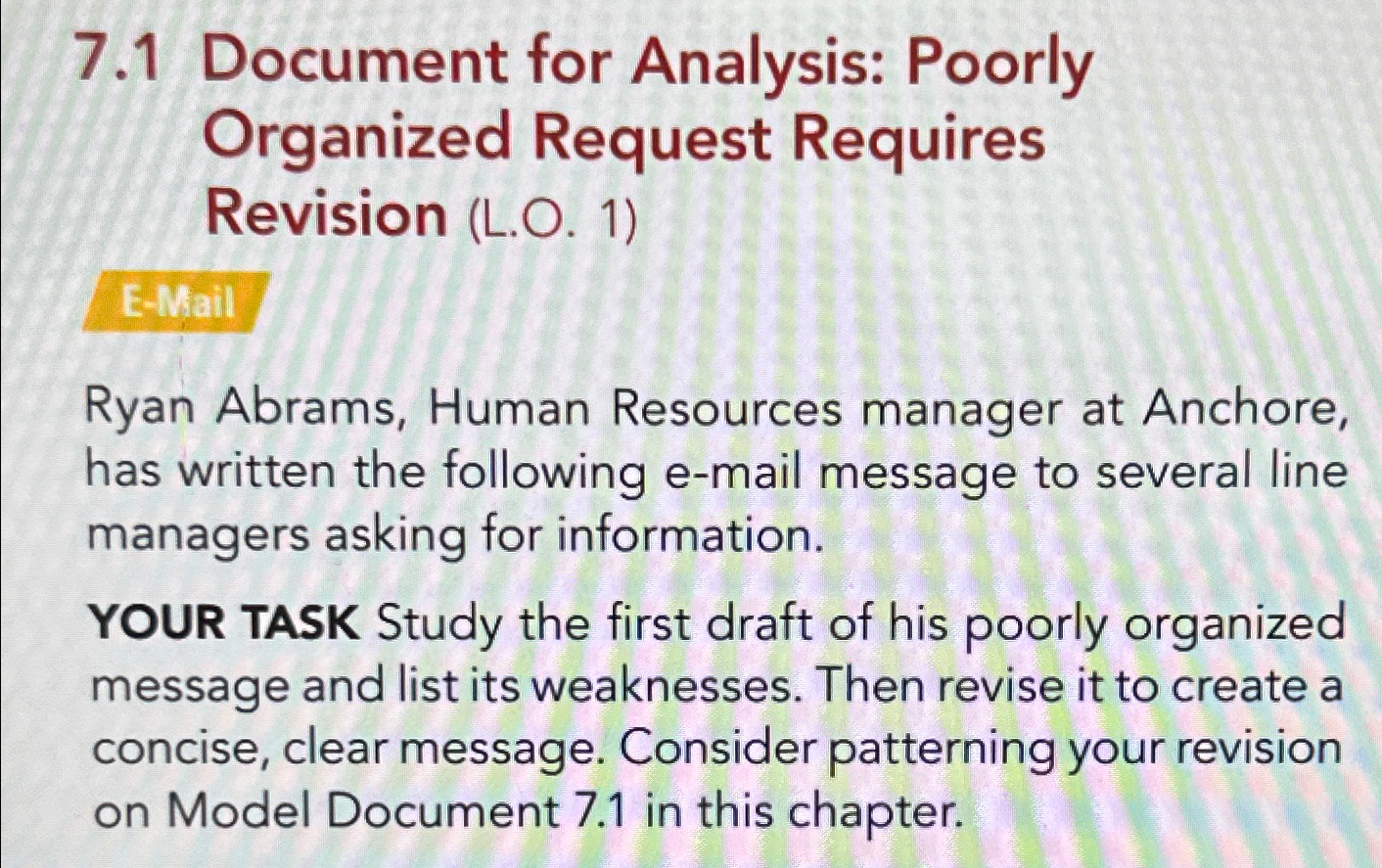 Solved 7.1 ﻿Document for Analysis: Poorly Organized Request | Chegg.com