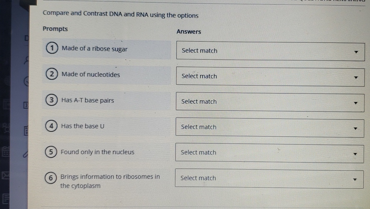 Solved Compare and Contrast DNA and RNA using the | Chegg.com