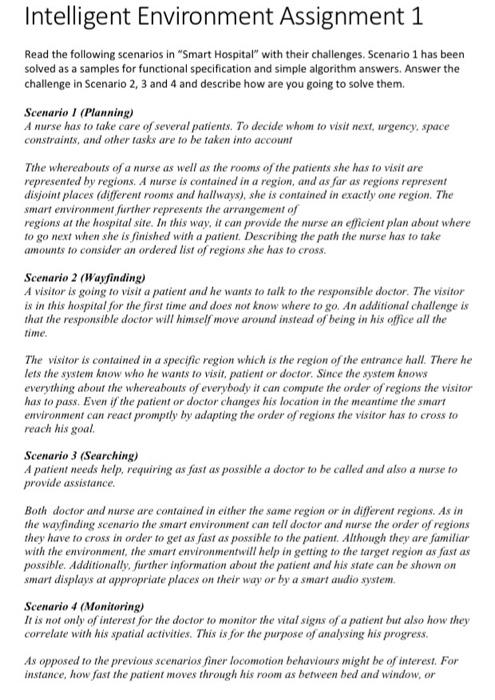 Solved Intelligent Environment Assignment 1 Read the | Chegg.com