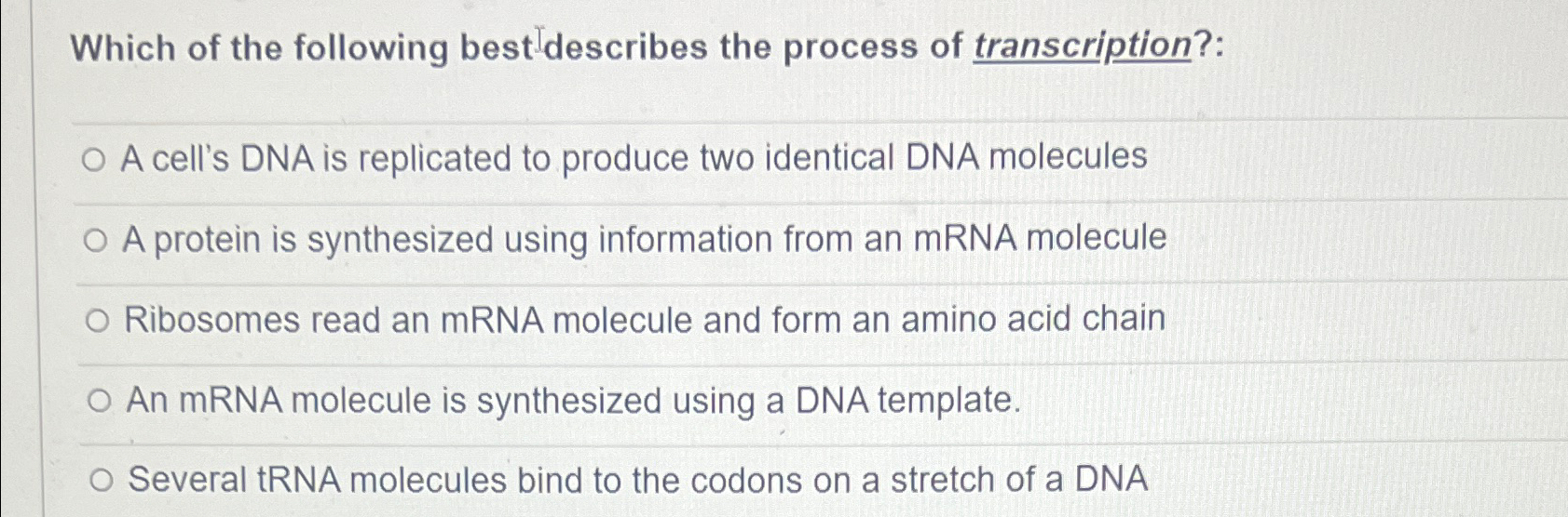 Solved Which of the following best describes the process of | Chegg.com