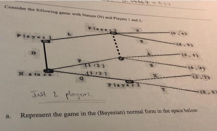 Solved Consider the following game with Nature (N) and | Chegg.com