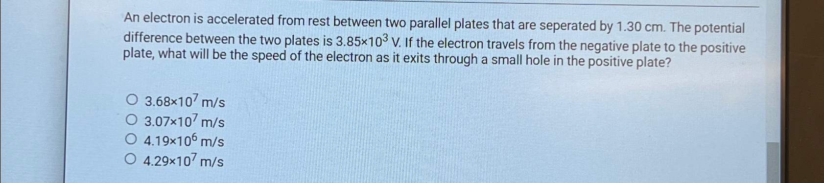 Solved An electron is accelerated from rest between two | Chegg.com