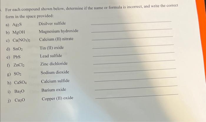 Solved For each compound shown below, determine if the name | Chegg.com