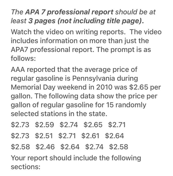 Solved The APA 7 professional report should be at least 3 | Chegg.com