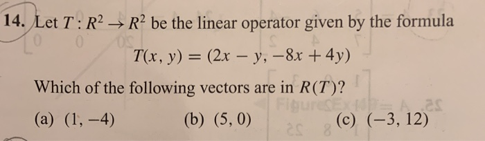 Solved 14. Let T:R2 + R2 be the linear operator given by the | Chegg.com