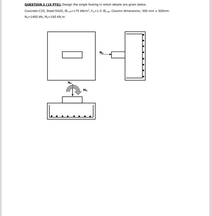 Solved QUESTION 2 (15 PTS): Design the single footing in | Chegg.com Solved QUESTION 2 (15 PTS): Design the single footing in | Chegg.com