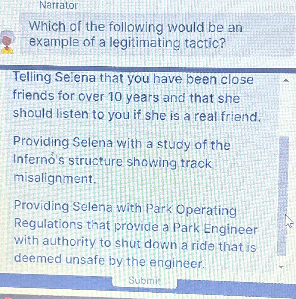 Solved NarratorWhich of the following would be an example of | Chegg.com