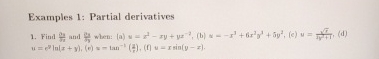 Solved Examples 1: Partial derivatives | Chegg.com