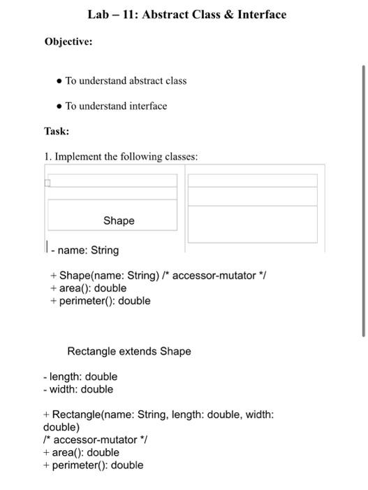 Solved Lab 11 Abstract Class And Interface Objective To