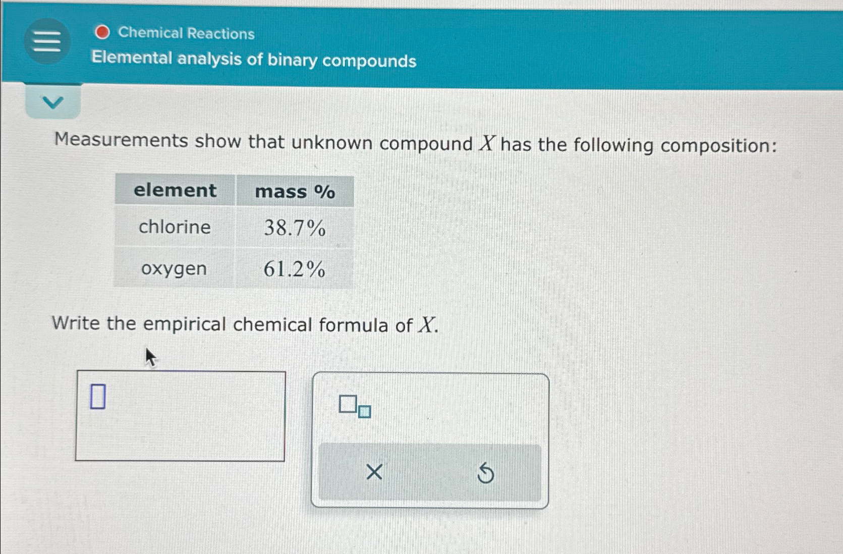 Solved Chemical ReactionsElemental analysis of binary | Chegg.com
