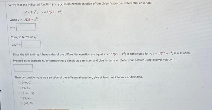 Solved Verify That The Indicated Function Y φ X Is An
