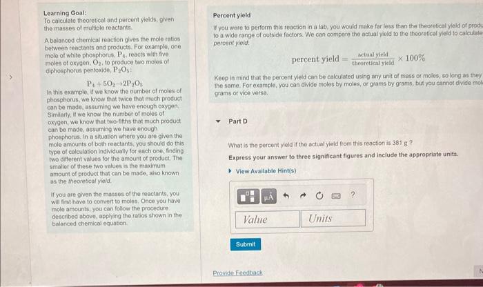Solved Learning Goal: To calculate theoretical and percent | Chegg.com