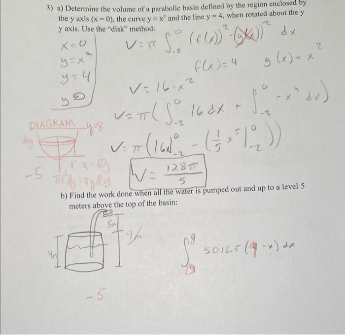 Solved 3) a) Determine the volume of a parabolic basin | Chegg.com