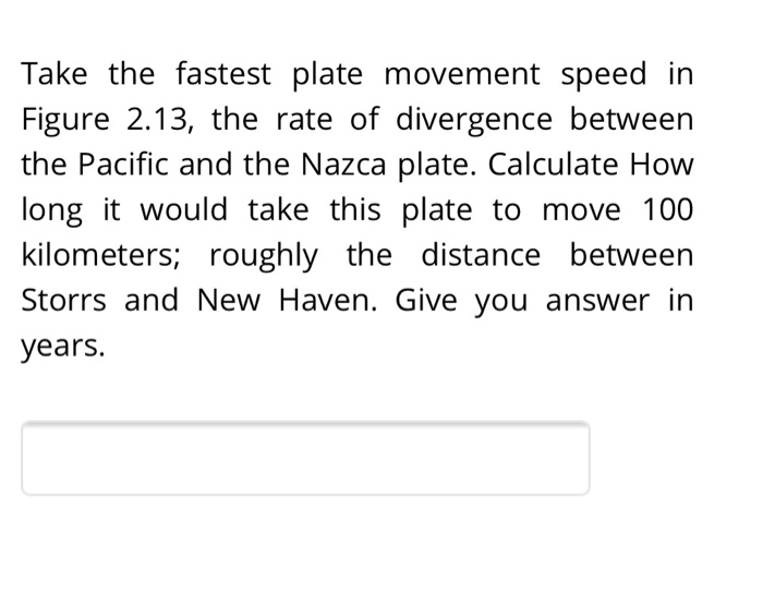 Take the fastest plate movement speed in Figure 2.13, | Chegg.com