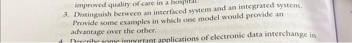 Solved 3. Distinguish between an interfaced system and an | Chegg.com