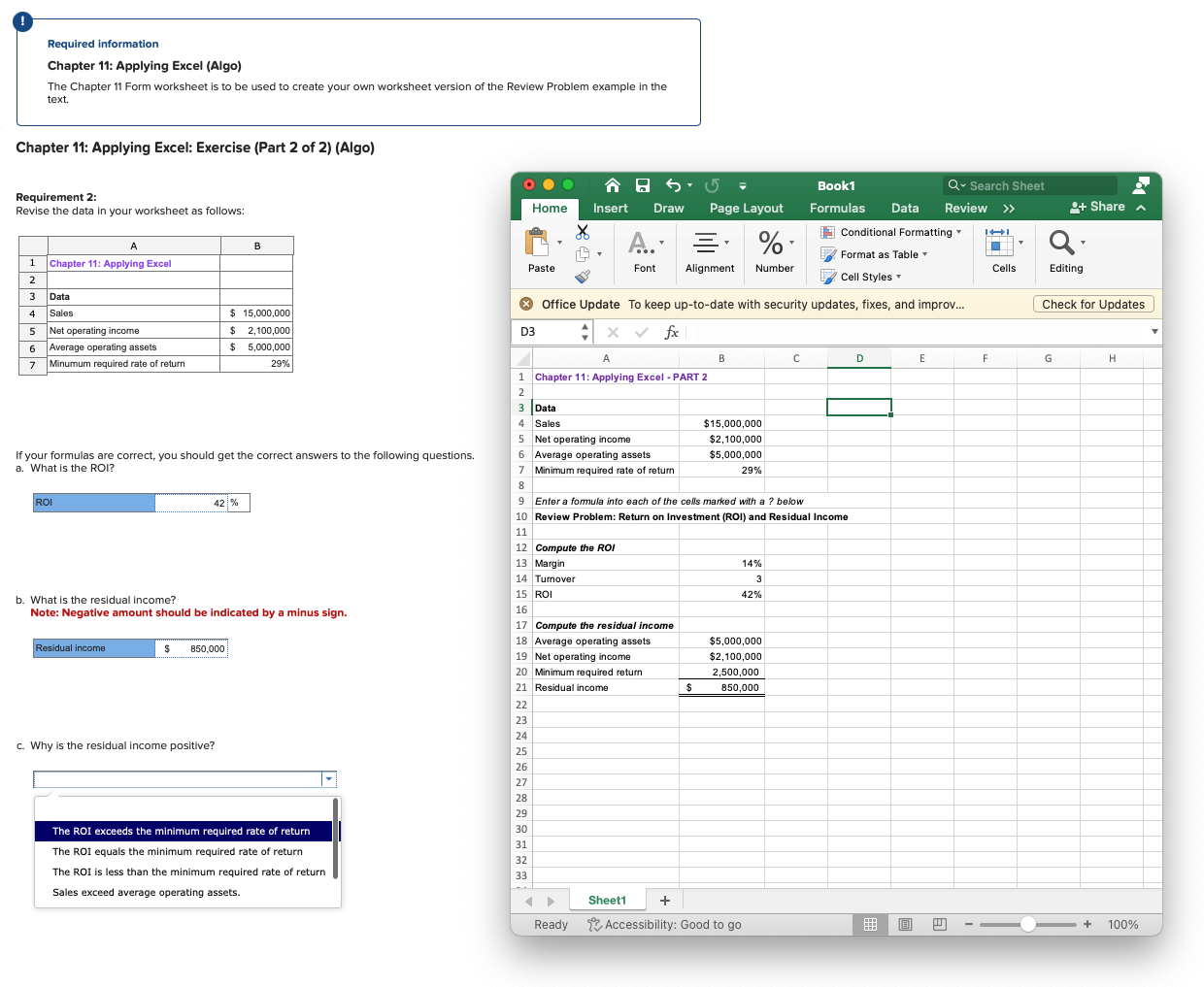 Solved Chapter 11: Applying Excel: Exercise (Part 2 ﻿of | Chegg.com
