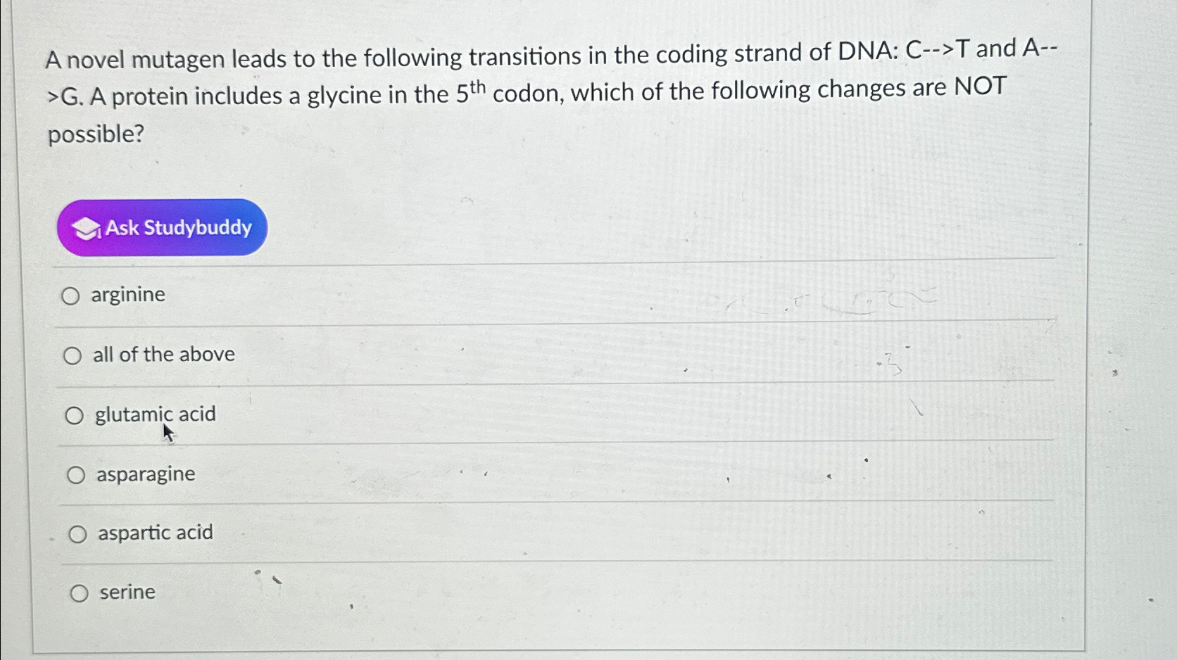 Solved A novel mutagen leads to the following transitions in | Chegg.com