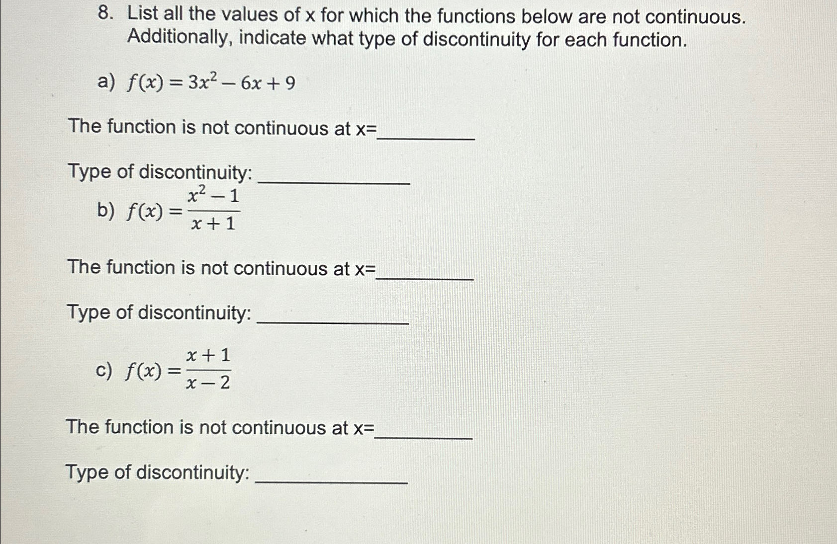 Solved List all the values of x ﻿for which the functions | Chegg.com