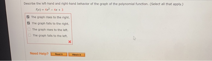 Solved Describe the left-hand and right-hand behavior of the | Chegg.com