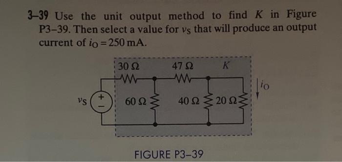 Solved 3–39 Use the unit output method to find K in Figure | Chegg.com