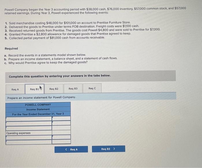 Powell Company began the Year 3 accounting period | Chegg.com
