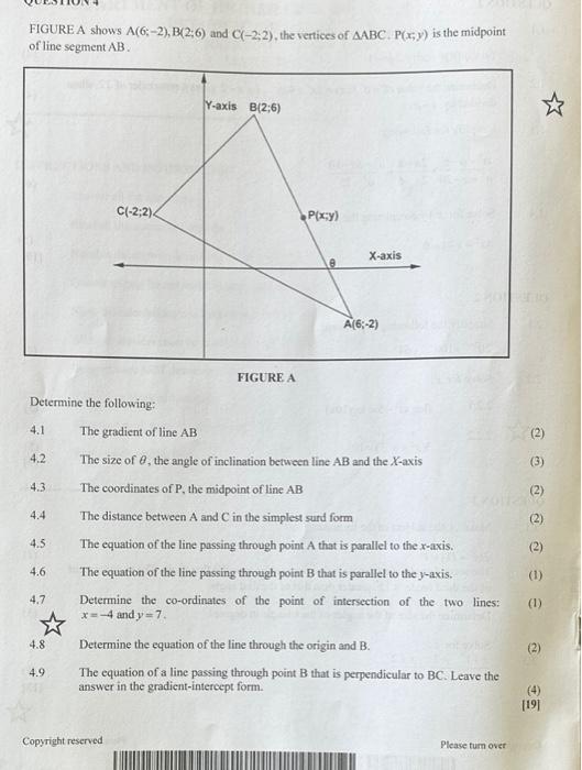 Solved FIGURE A shows A(6;−2),B(2;6) and C(−2;2), the | Chegg.com