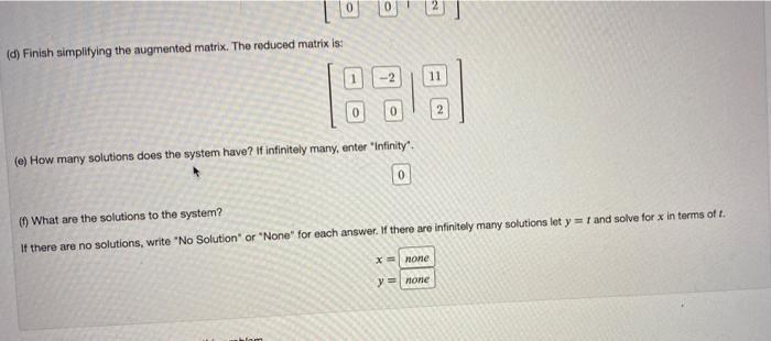 Solved Solve the following system using augmented matrix | Chegg.com