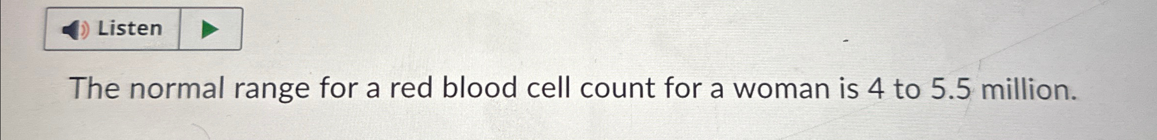 Solved The normal range for a red blood cell count for a | Chegg.com