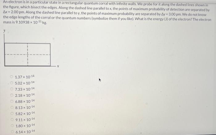Solved An electron is in a particular state in a rectangular | Chegg.com