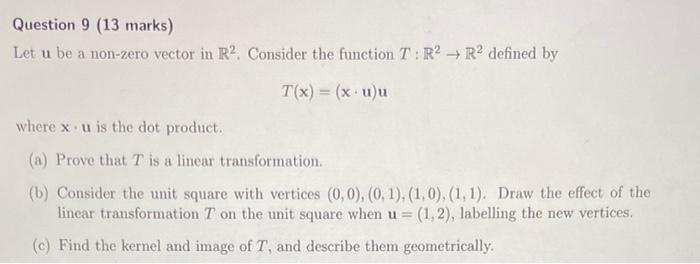 Solved Let u be a non-zero vector in R2. Consider the | Chegg.com