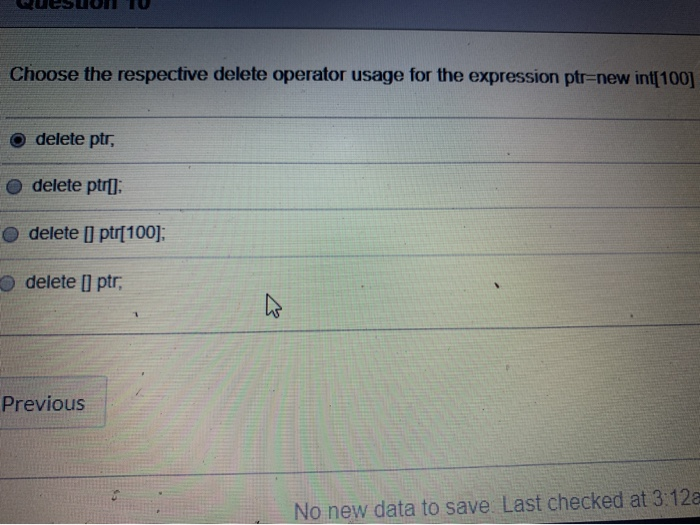 Solved Choose the respective delete operator usage for the | Chegg.com