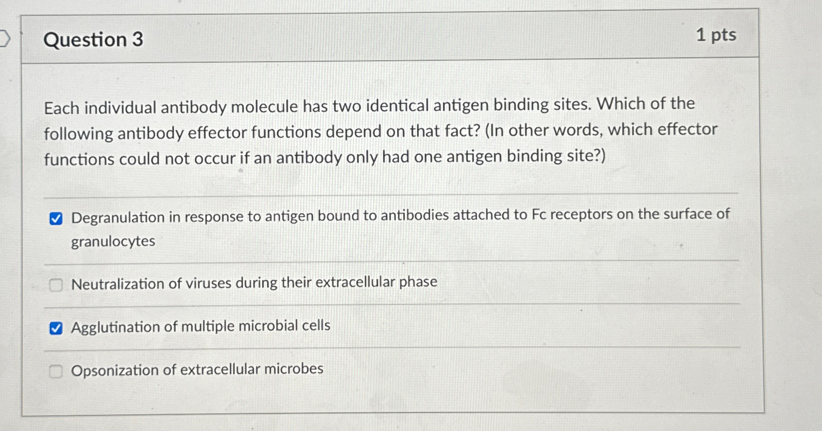 Solved Question 31ptsEach individual antibody molecule has | Chegg.com