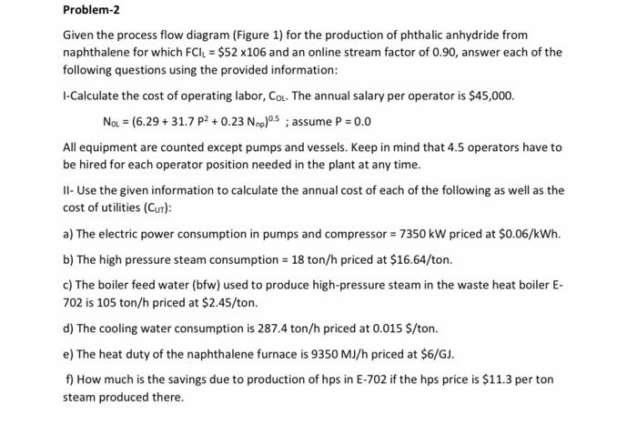 Solved Problem-2 Given the process flow diagram (Figure 1) | Chegg.com