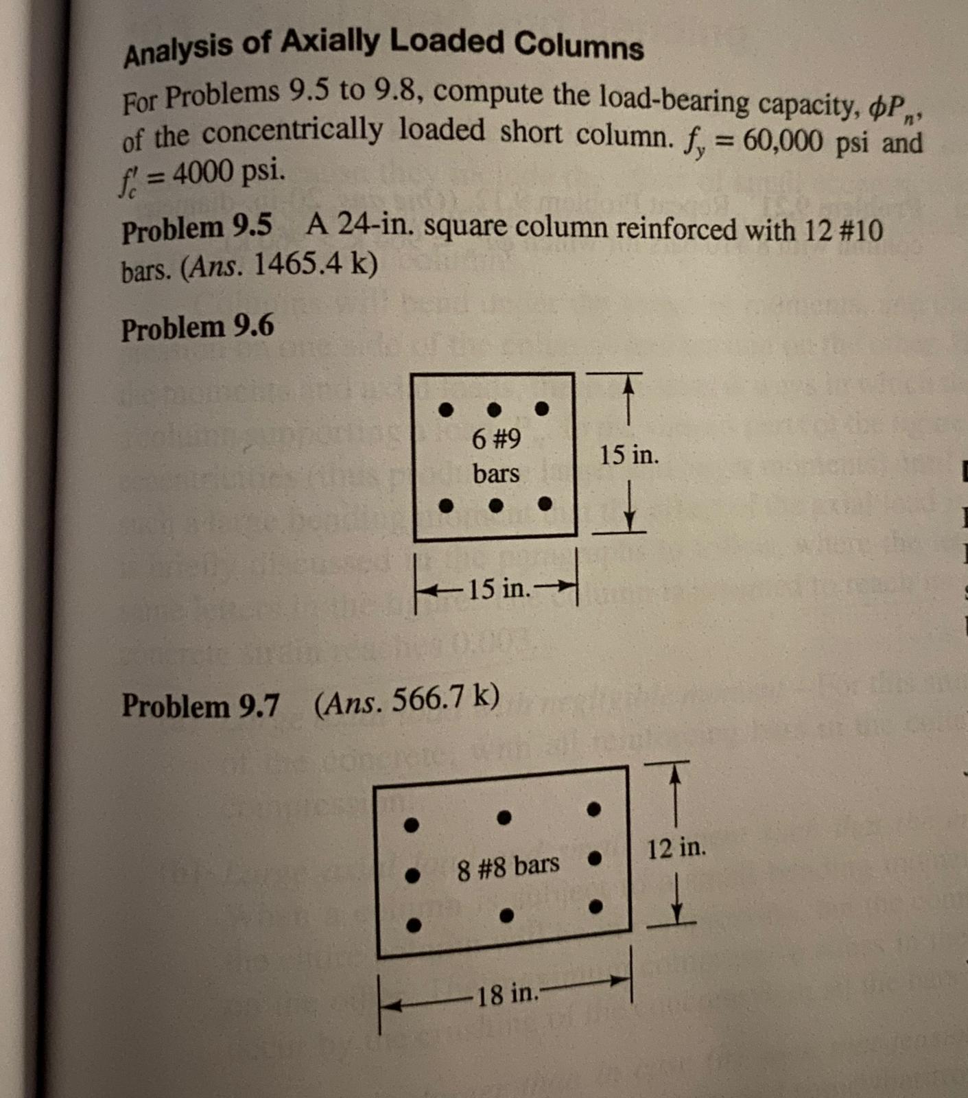 Solved Analysis of Axially Loaded ColumnsFor Problems 9.5 | Chegg.com