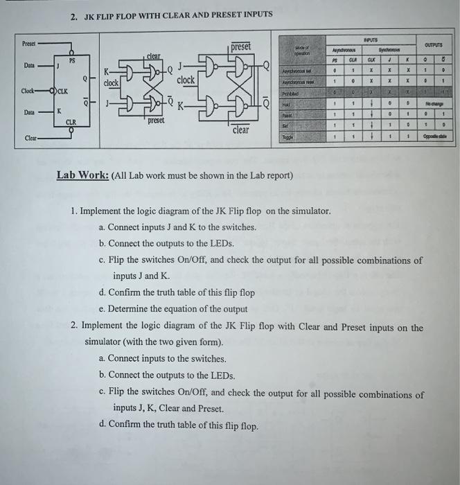 Solved EXPERIMENT 7: JK FLIP-FLOP Objectives . To | Chegg.com