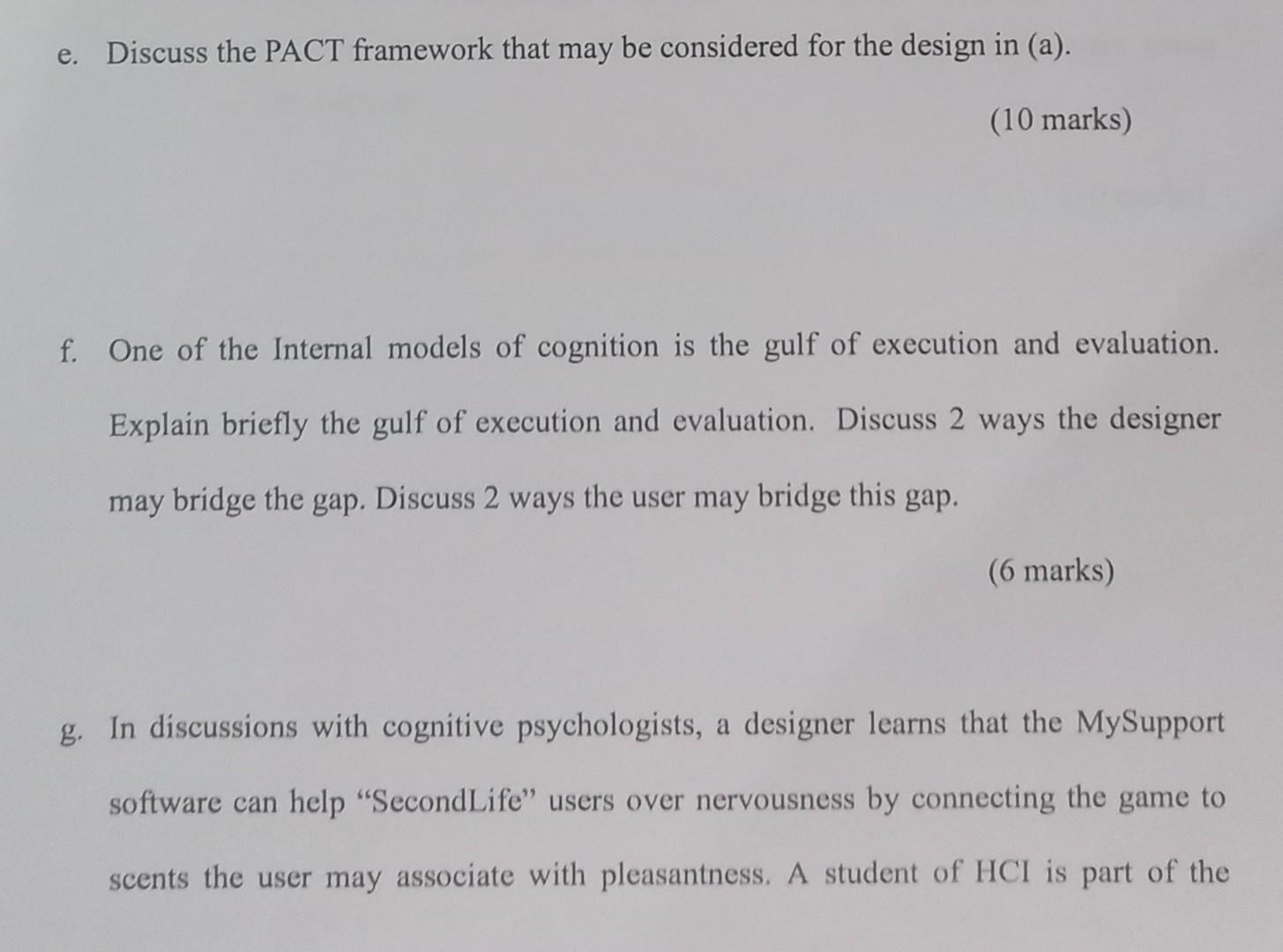 Solved e. Discuss the PACT framework that may be considered | Chegg.com
