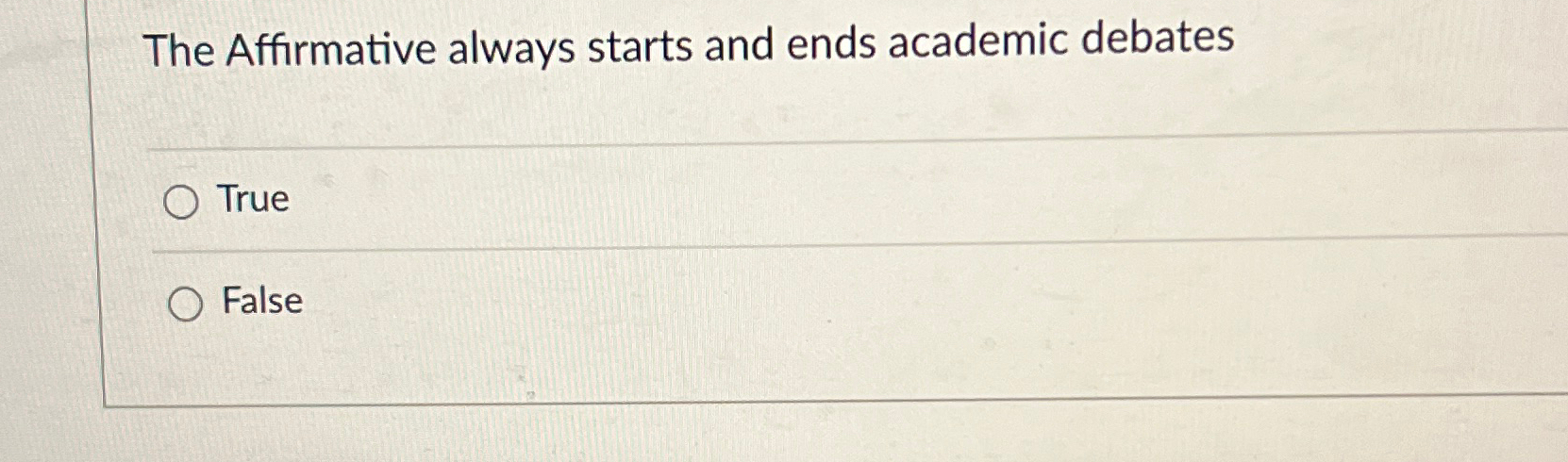Solved The Affirmative always starts and ends academic | Chegg.com