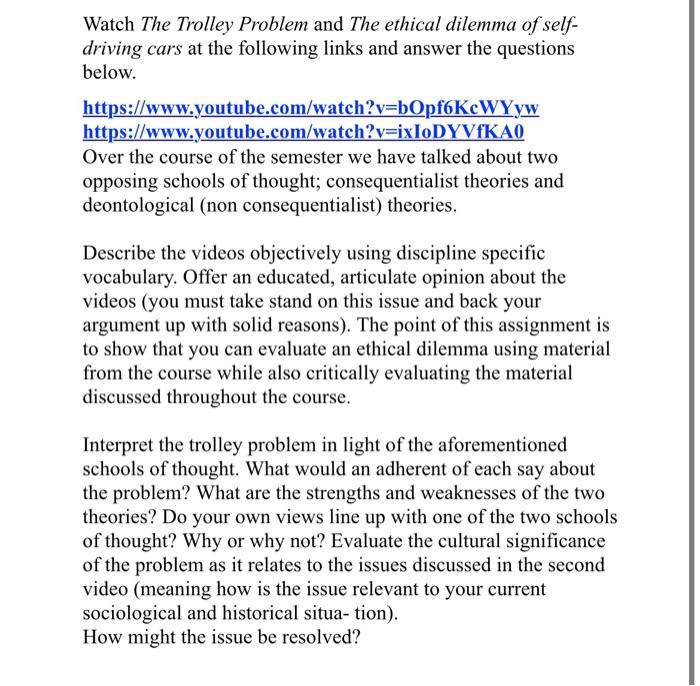 Watch The Trolley Problem and The ethical dilemma of | Chegg.com