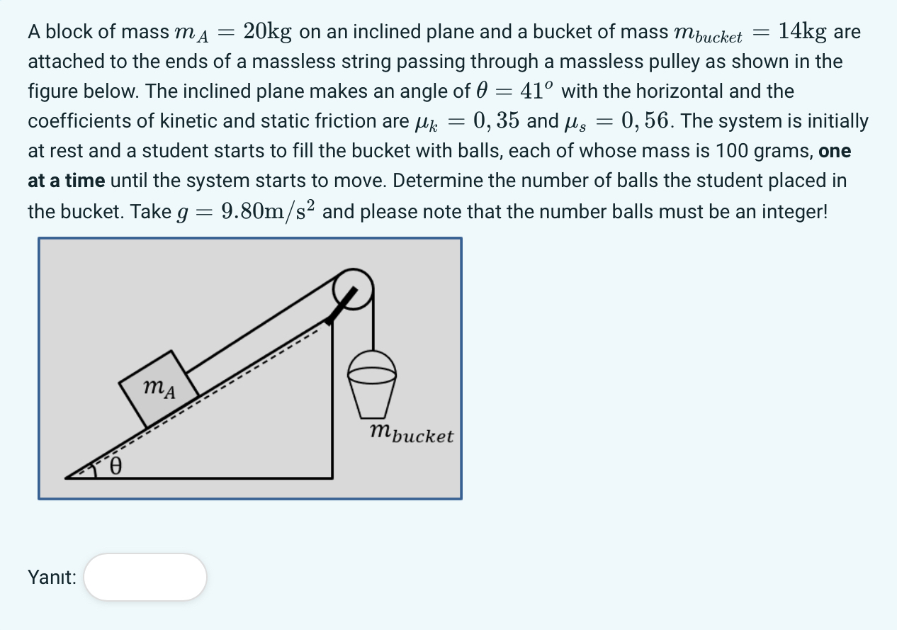 Solved A block of mass mA=20kg ﻿on an inclined plane and a | Chegg.com