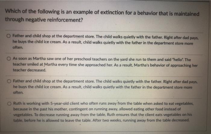 Solved Which of the following is an example of extinction | Chegg.com