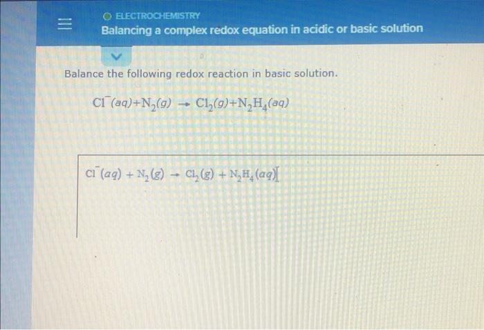 Solved () ELECTROCHEMISTRY Balancing a complex redox | Chegg.com
