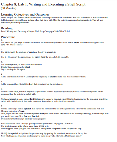 Chapter 8, ﻿Lab 1: Writing and Executing a Shell | Chegg.com