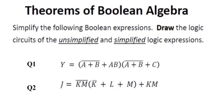 Solved Theorems of Boolean Algebra Simplify the following | Chegg.com